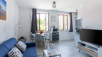 Apartamento conforto, cozinha, vista para a cidade | 1 quarto, roupas de cama antialérgicas, camas Select Comfort