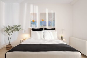 Apartamento Exclusivo, varanda, vista para o mar | Lençóis de algodão egípcio, roupa de alta qualidade, edredões de penas 