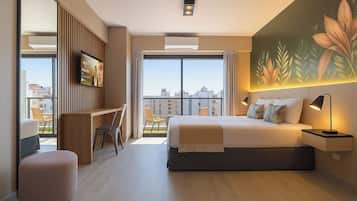 Apartamento conforto | 1 quarto, edredons de pluma, cofres nos quartos, Wi-Fi de cortesia