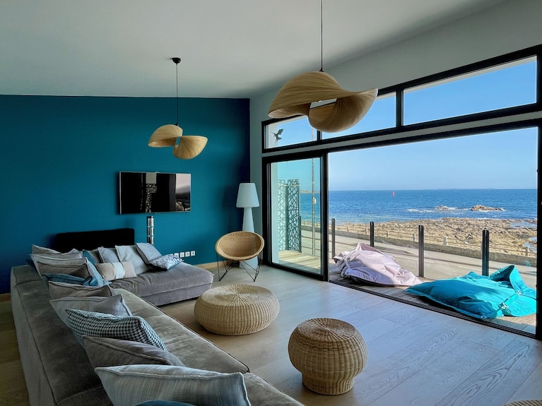 La Vie En Bleu-vue Mer-face Château-wifi- Parking - Quiberon