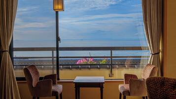 Quarto duplo superior, para não fumantes, vista para o oceano | 1 quarto, edredons de pluma, Wi-Fi de cortesia, roupa de cama