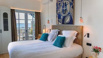 Quarto Quádruplo Panorâmico, casa de banho anexa, vista para o mar | Roupa de alta qualidade, Wi-fi grátis