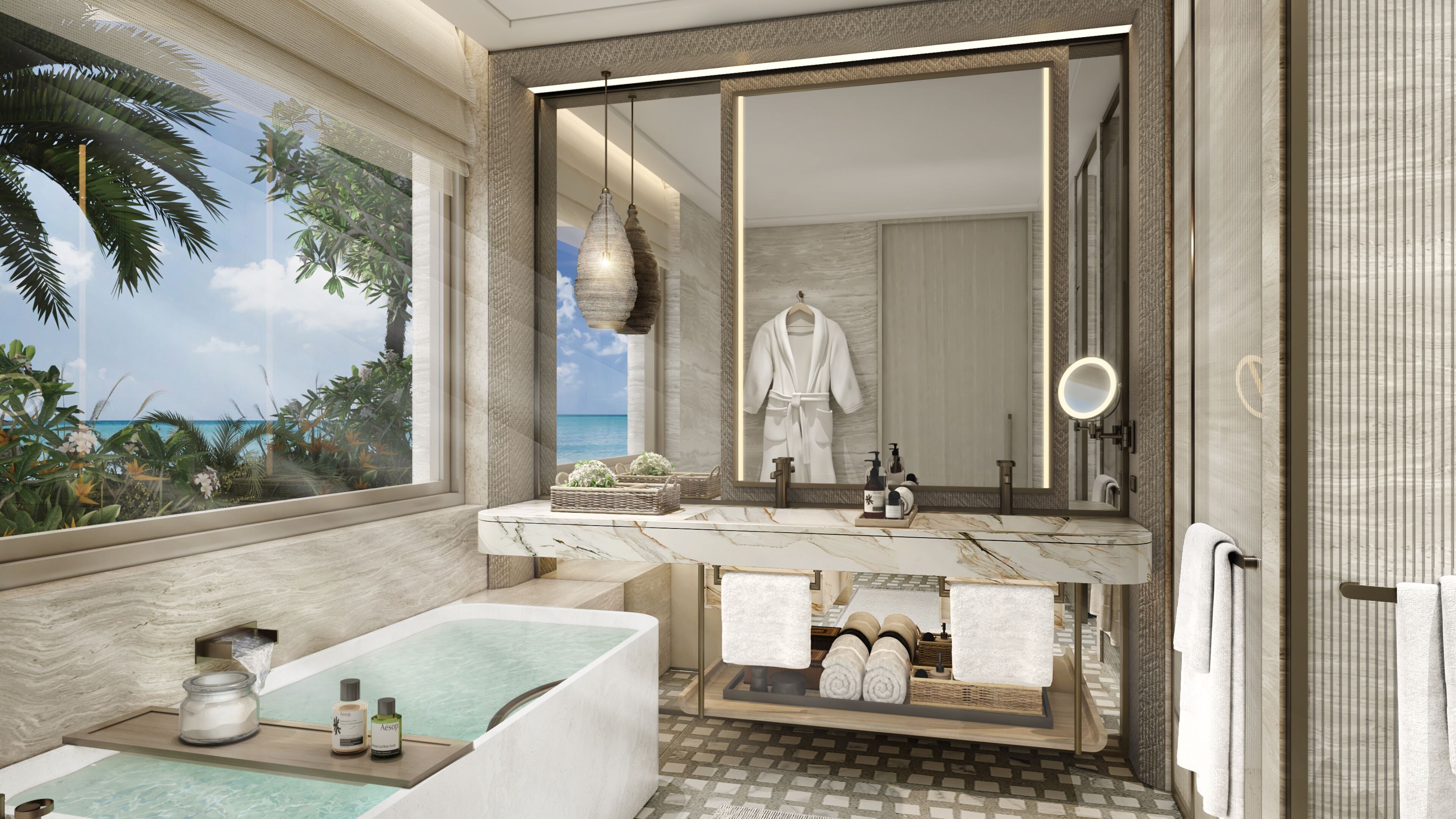 Um polibã e uma banheira separados, chinelos, toalhas fornecidas 