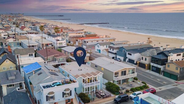 Topside Newport Rooftop Balcony + Ocean Views + Walk To Pier, Marina Village - Newport
