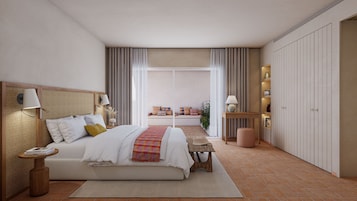 Suite Signature, varanda | Cofre no quarto, secretária, cortinas/cortinados opacos