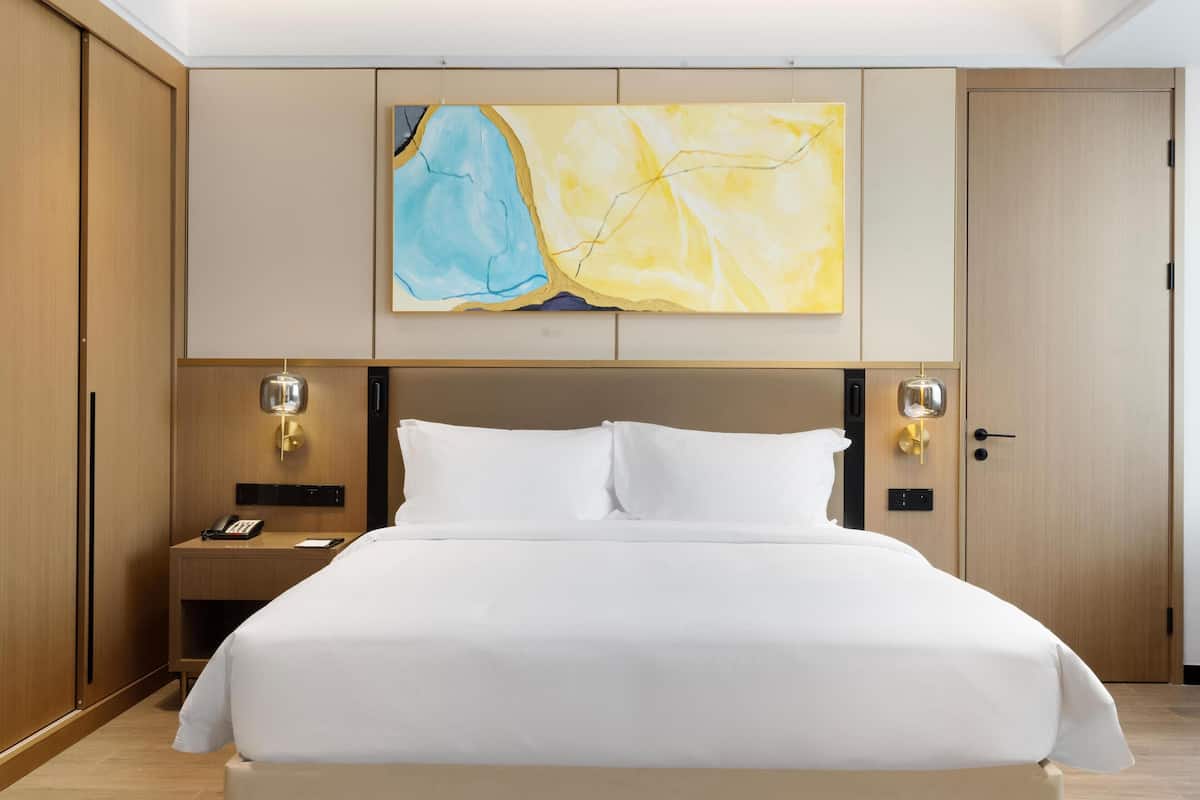 Quarto Executivo, 1 cama king-size, adaptado para pessoas com dificuldades de mobilidade | Cofre no quarto, secretária