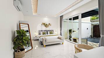 Villa, 3 quartos, piscina privativa, vista para a piscina | Ferro/tábua de engomar, Wi-fi grátis, roupa de cama fornecida