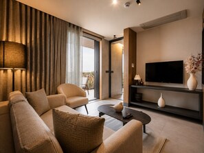 Suite Superior, vista para o mar | Roupa de alta qualidade, minibar, Wi-fi grátis, roupa de cama fornecida 