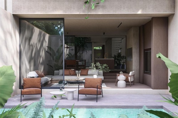 Villa Deluxe, vista para o jardim | Terraço/pátio interior