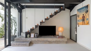 Villa, 1 quarto, vista para a piscina | Sala de estar