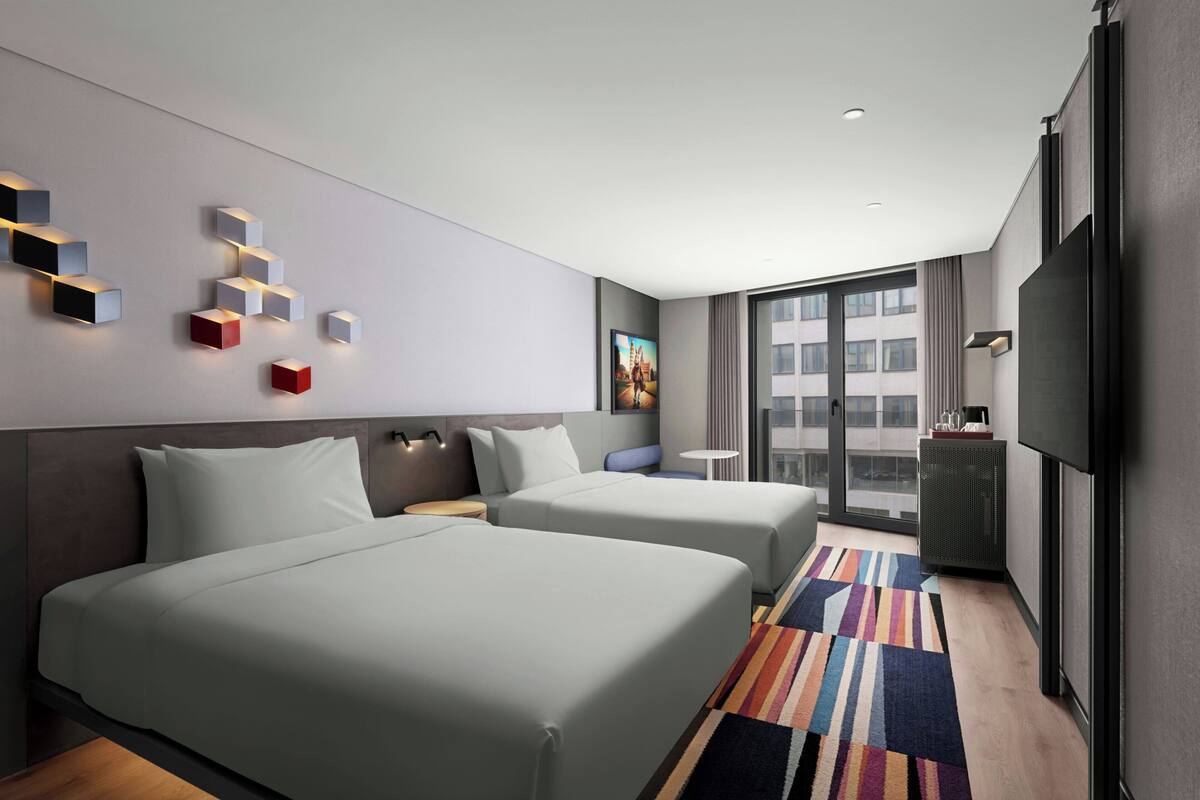 Aloft Twin Room | Wi-fi grátis, roupa de cama fornecida