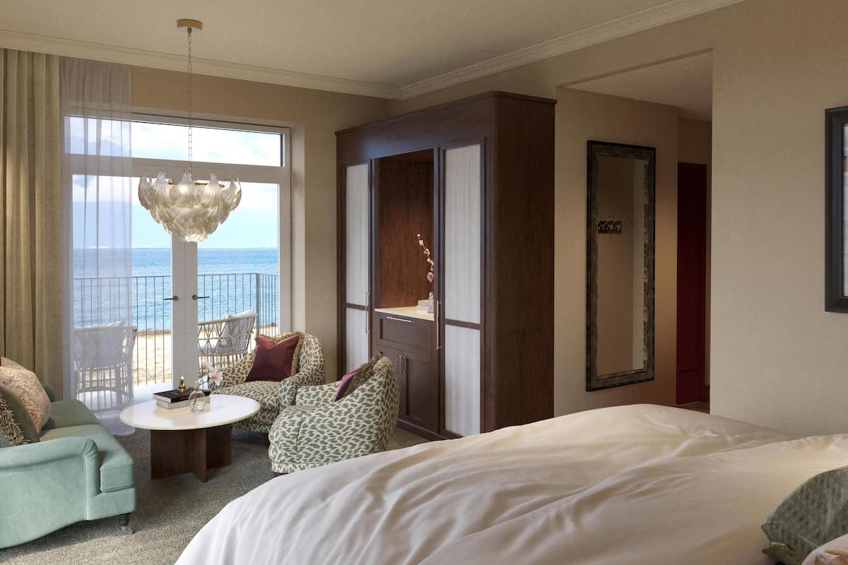 Suite de Luxo, varanda, vista para o mar | 2 quartos, minibar, cofre no quarto, secretária