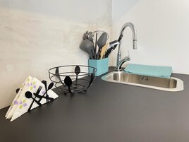 Estúdio, 1 cama de casal, varanda | Cozinha privada