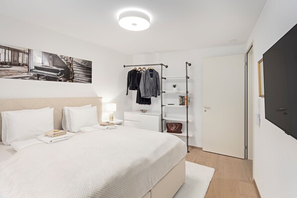 Apartamento Design, 1 quarto, Vista para a cidade | Secretária adequada para computadores portáteis 
