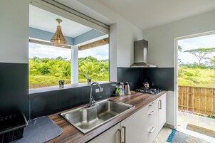 Estúdio Comfort, 1 cama queen-size e sofá-cama, não fumadores, vista para o jardim | Cozinha privada