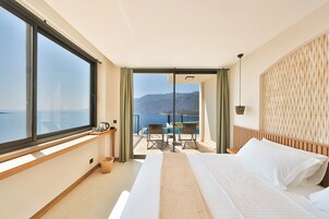 Quarto casal, varanda, vista para o mar | Quartos à prova de som, Wi-Fi de cortesia, roupa de cama