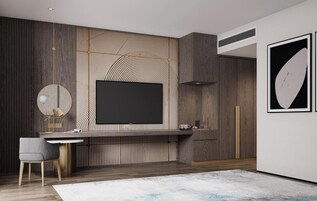 Cofres nos quartos, escrivaninha, cortinas blackout