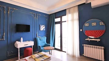 Quarto Duplo Deluxe, varanda, vista para o mar | Lençóis italianos Frette, roupa de alta qualidade
