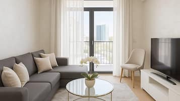 Apartamento Superior, lanai (alpendre havaiano), vista para o rio | Sala de estar