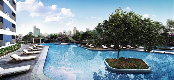 Apartamento, 1 quarto, piscina privativa, Vista para a cidade | Piscina | Piscina exterior