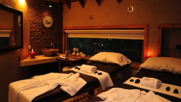 Sauna, banheira de hidromassagem, massagens