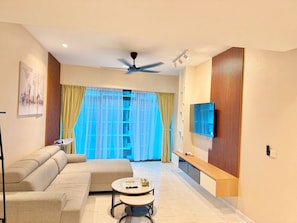 Apartamento Clássico, Vista para a cidade | Sala de estar