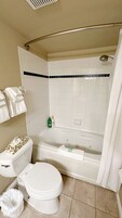 Apartamento Standard em Condomínio Fechado, 1 quarto, não fumadores, vista para a montanha | Casa de banho | Uma combinação polibã/banheira, um secador de cabelo 