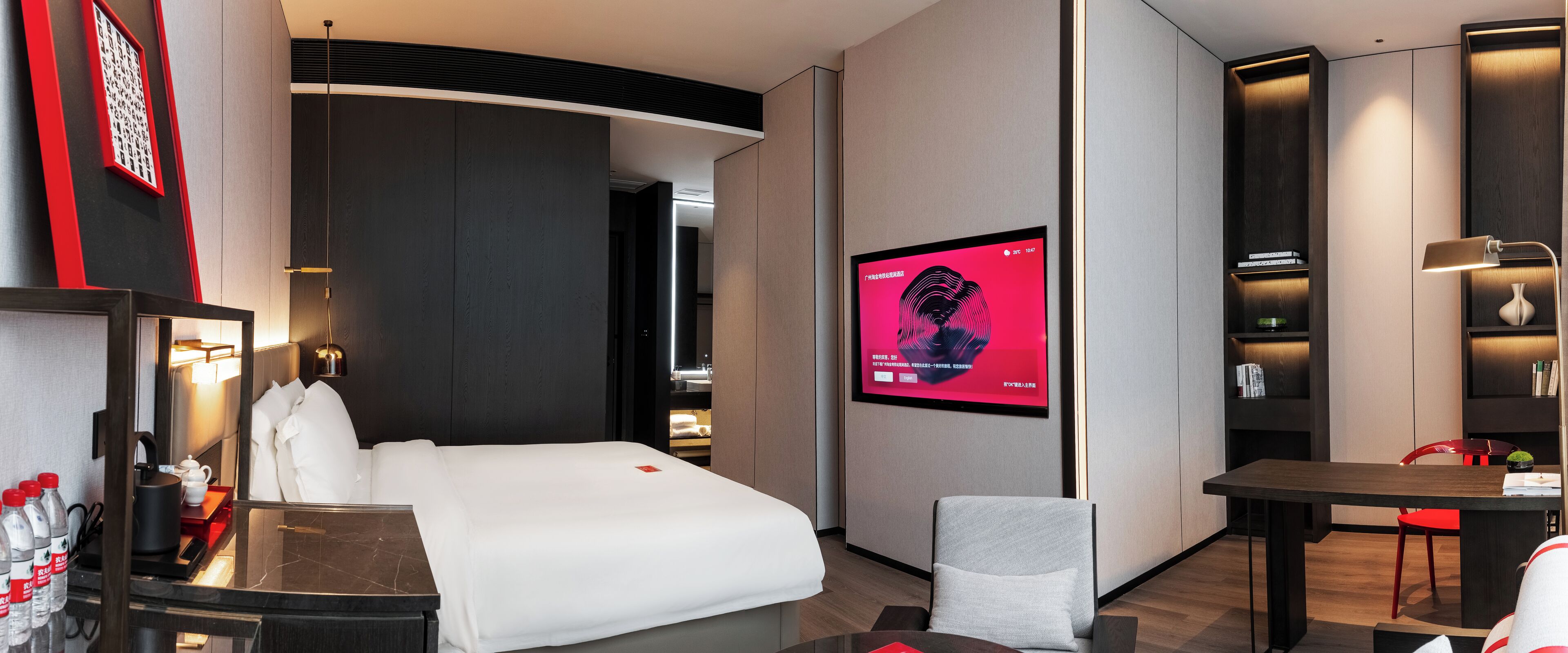Jiaming City View King Room | Roupas de cama de algodão egípcio, roupas de cama premium