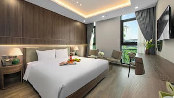 Quarto Executivo, Vista para a cidade | Roupa de alta qualidade, minibar, cofre no quarto