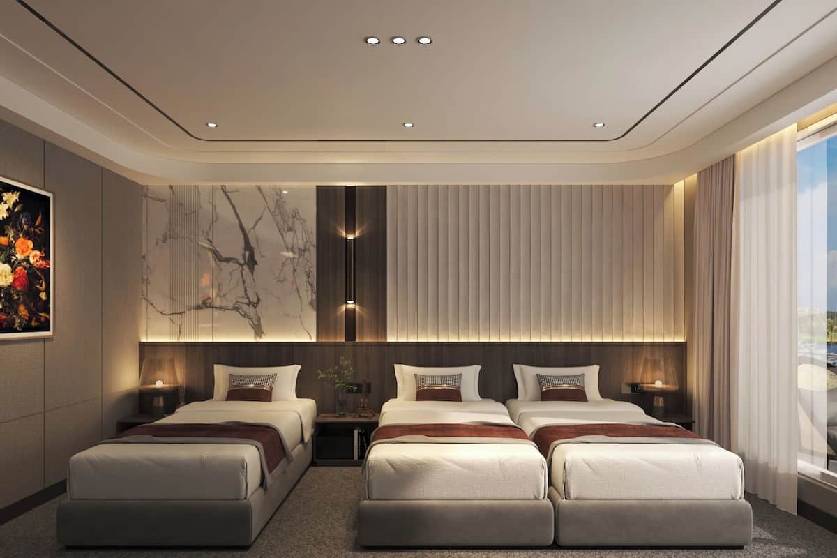 Quarto Triplo, varanda, vista para o mar (Suite) | Minibar, secretária, Wi-fi grátis, acesso para cadeira de rodas