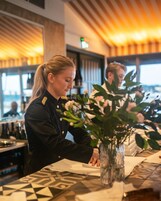 Café da manhã, almoço e jantar; frutos do mar, vistas para o mar 
