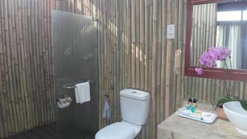 Quarto solteiro standard, 1 cama King | Banheiro | Chuveiro, produtos de toalete grátis, bidê, toalhas de banho