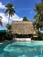 Piscina exterior, guarda-sóis, espreguiçadeiras 