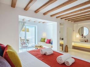 Suite Private Pool, Terrace | Roupa de alta qualidade, camas de colchão viscoelástico 