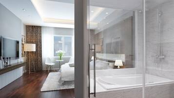 Quarto Deluxe, Vista para a cidade | Casa de banho | Artigos de higiene pessoal grátis