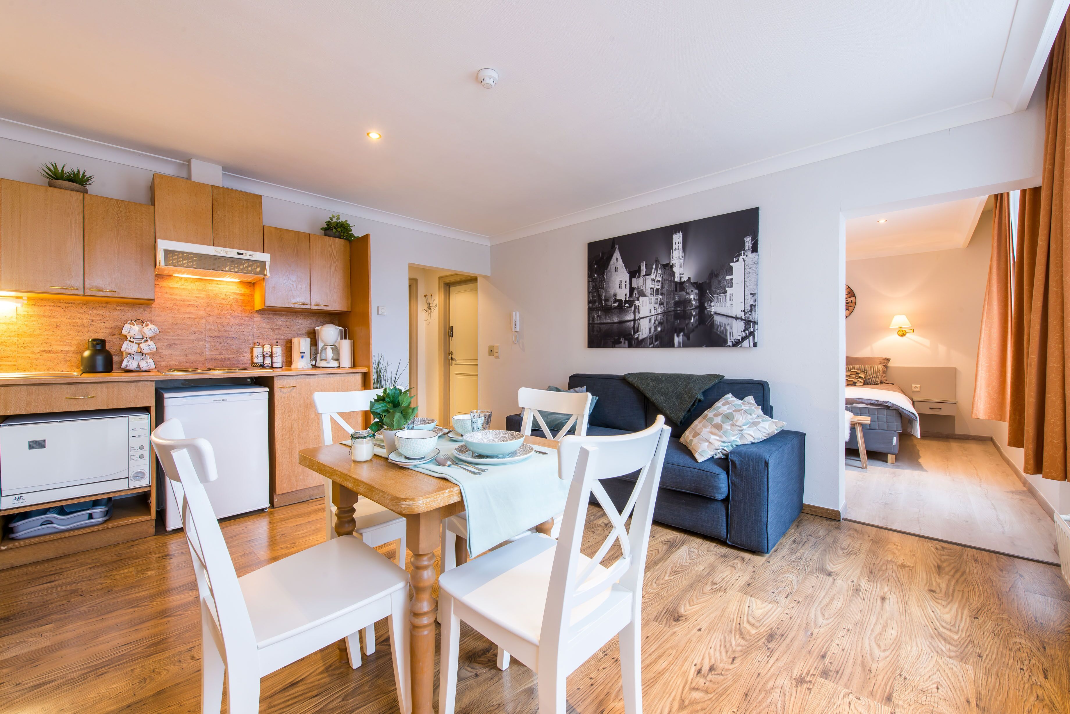 Apartamento Comfort, 1 cama de casal e sofá-cama, Vista para a cidade | Sala de estar | Televisor de ecrã plano de 33 polegadas com canais digitais 