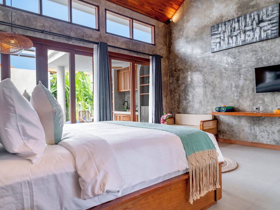 Villa, 1 quarto, piscina privativa | Lençóis de algodão egípcio, roupa de alta qualidade