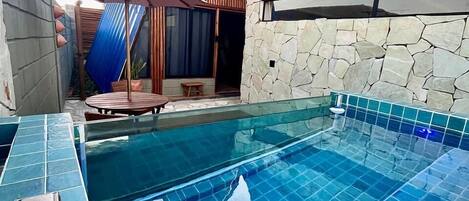 Cabana de Madeira Premium, piscina privativa, vista para o mar | Sala de estar