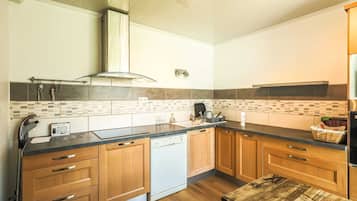 Quarto casal, sacada, vista para a cidade | Cozinha privada | Fogão