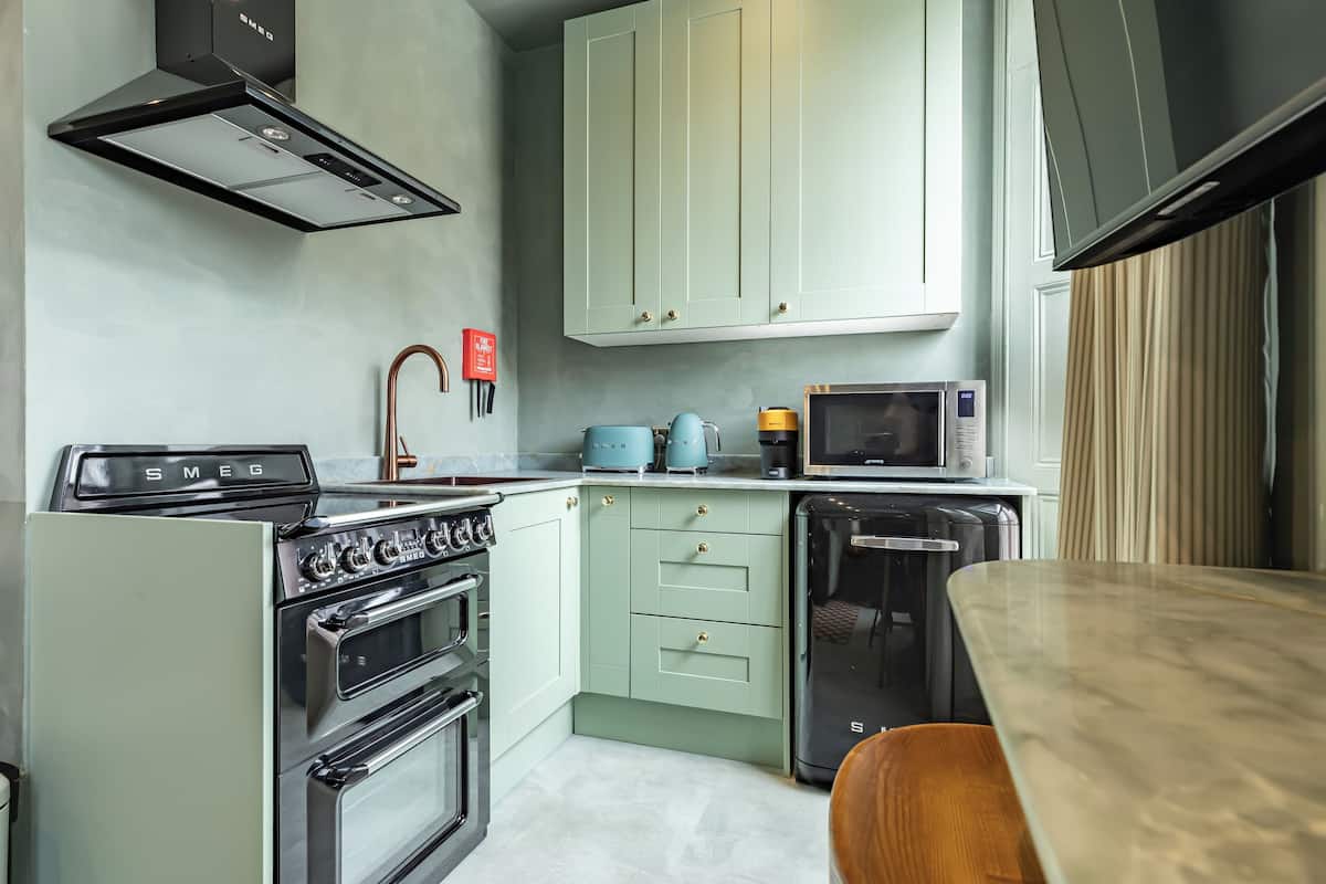 Apartamento de Luxo, ar condicionado, Vista para a cidade | Cozinha privada | Um frigorífico