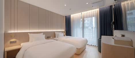 Quarto Twin | Cortinas/cortinados opacos, quartos insonorizados, Wi-fi grátis