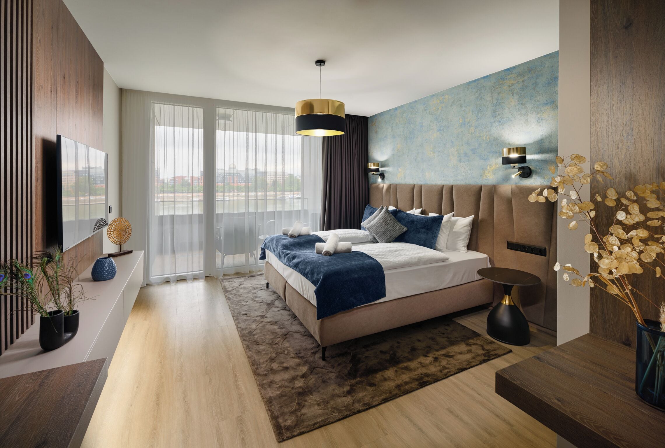 Quarto Duplo Deluxe | Lençóis de algodão egípcio, roupa de alta qualidade 