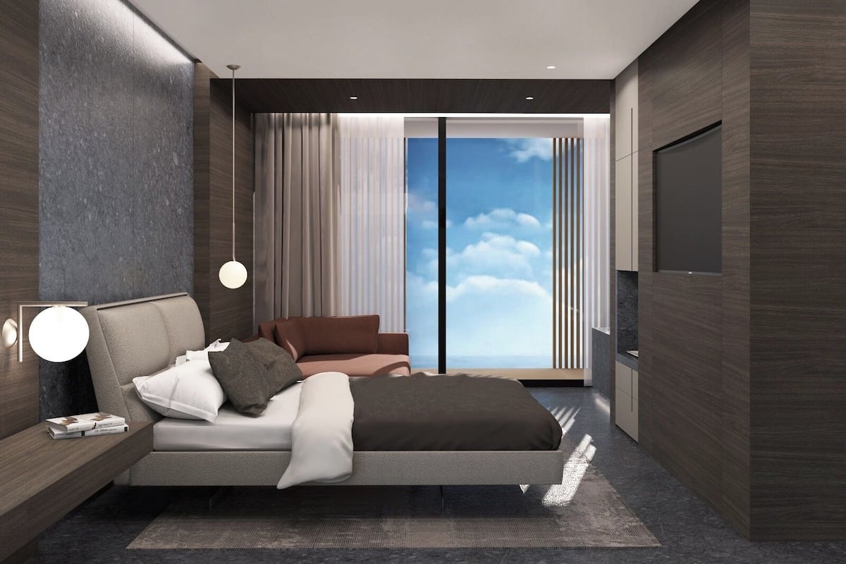 Suíte luxo, banheira de imersão, vista para o mar | Frigobar, quartos à prova de som, Wi-Fi de cortesia, roupa de cama