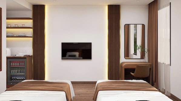 Quarto Duplo ou Twin Standard | Secretária, secretária adequada para computadores portáteis