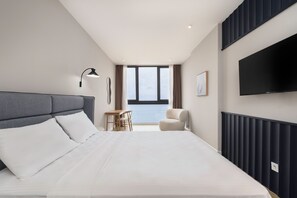 Estúdio Standard, vista para o mar | Cortinas/cortinados opacos, ferro/tábua de engomar, Wi-fi grátis 