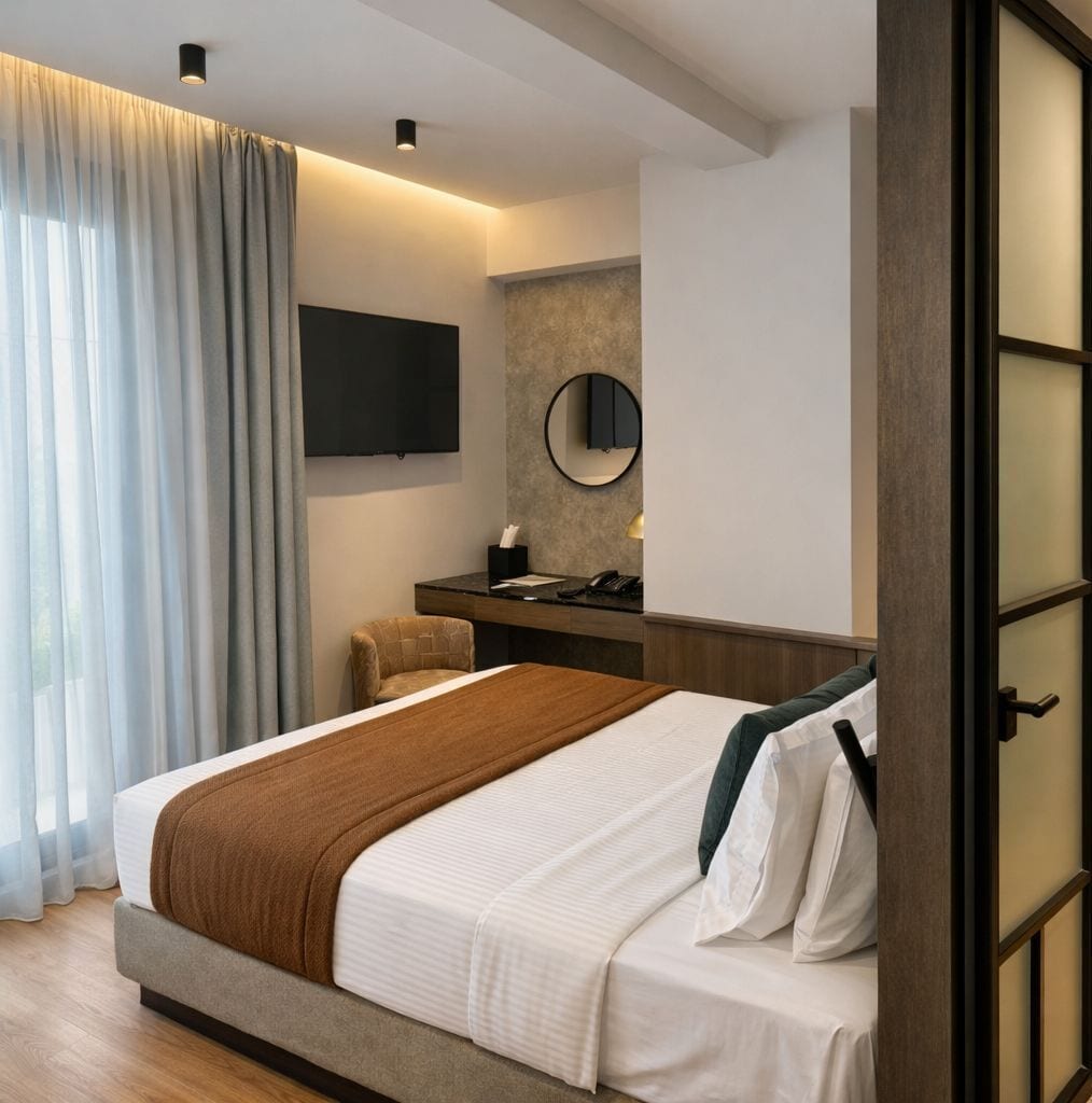 Cozy Room with Balcony | Cofre no quarto, cortinas/cortinados opacos, quartos insonorizados 