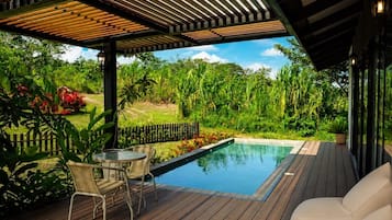 Casa de Campo Comfort, 2 quartos, piscina privativa, vista para o jardim | Lençóis de algodão egípcio, roupa de alta qualidade, edredões de penas