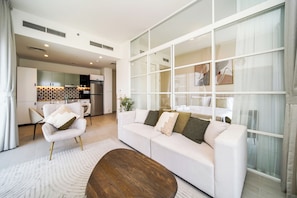 Apartamento Exclusivo, varanda, Vista para a cidade | Sala