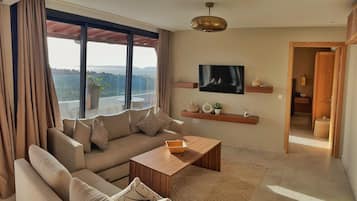 Cobertura superior, sacada, vista para o mar | Roupas de cama de algodão egípcio, roupas de cama premium