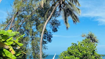 Na praia, praia de areia branca